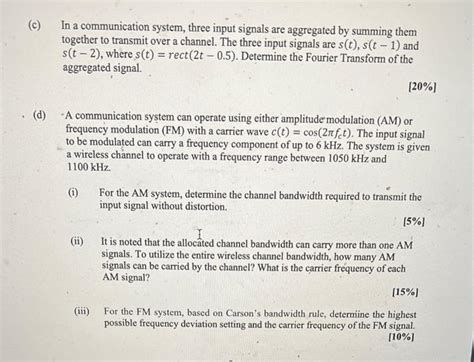 Solved In A Communication System Three Input Signals Are