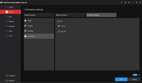 Backup Settings Options Schedule Scheme In Minitool Shadowmaker