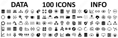 Database Icons Set 100 Big Data Universal Icons Set Data Analysis Statistics Analytics Web