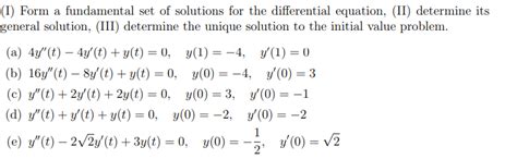 Solved Form A Fundamental Set Of Solutions For The Chegg Com