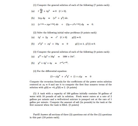 Solved Compute The General Solution Of Each Of The Following