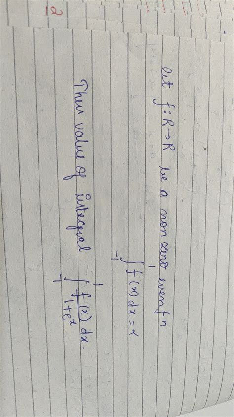 Let F R Rightarrow R Be A Non Zero Even N Int { 1 } { 1 } F X