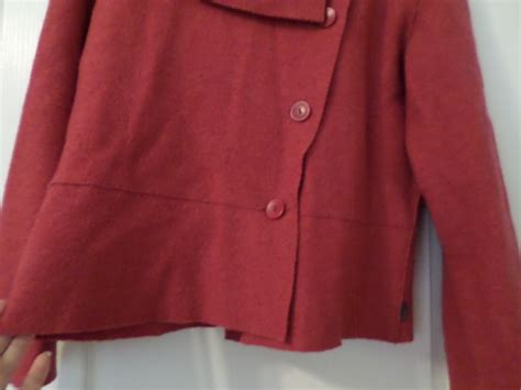 Oska Red Boiled Wool Side Button Jacket Size 1 Gem