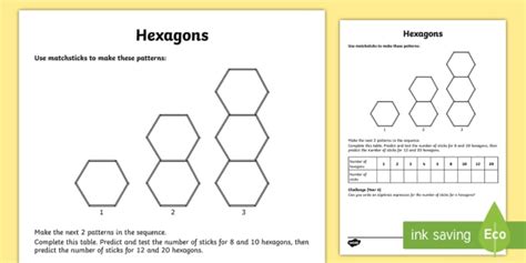 Hexagons Maths Investigation Worksheet Worksheet
