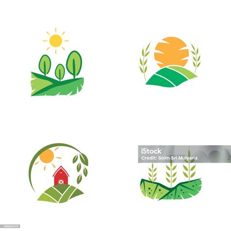 농장 사업 농지 농작물 분야 및 창고 비즈니스 템플릿 일러스트레이션 디자인 로고 Vektor 농가에 대한 스톡 벡터 아트 및