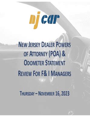 Fillable Online New NJMVC Power Of Attorney And The Impact On Dealerships Fax Email Print