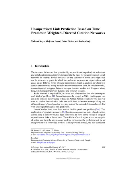 Pdf Unsupervised Link Prediction Based On Time Frames In Weighteddirected Citation Networks