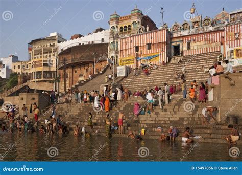 Hindu Ghats On The River Ganges Varanasi India Editorial Photo Image Of Bathing Shrine