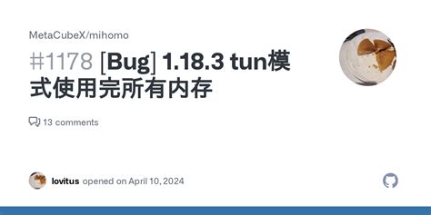 Bug 1183 Tun模式使用完所有内存 · Issue 1178 · Metacubexmihomo · Github
