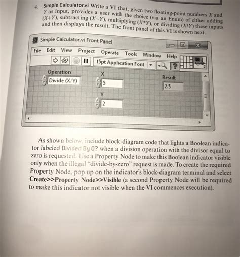 Solved Simple Calculator Vi Write A VI That Given Two Chegg