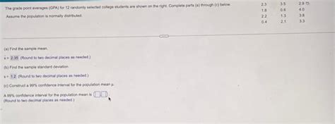 Solved The Grade Point Averages GPA For 12 Randomly Chegg Com