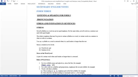 English Form Three Class Notes