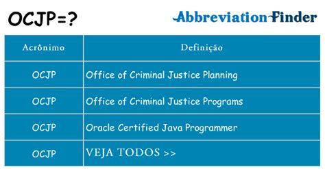 O Que Significa O Ocjp Definições De Ocjp Abreviatura Finder