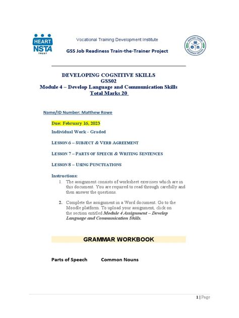 Developing Cognitive Skills Assignments 4 Matthew Rowe Pdf Pronoun Noun