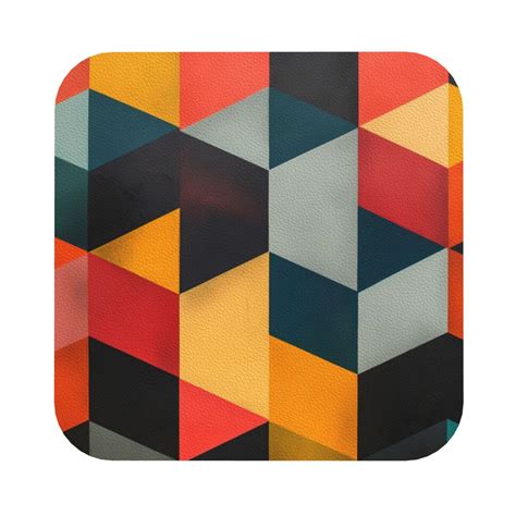 Cauagu Geometric Cube Pattern Art For Round Coasterdrink Coasters Set