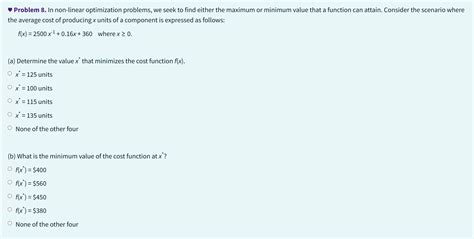 Solved Problem 8 In ﻿non Linear Optimization Problems We