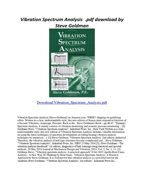 Vibration Spectrum Analysis Spectroscopy Applied And Interdisciplinary Physics Vibration Spectrum Analysis Spectroscopy Applied And Interdisciplinary Physics