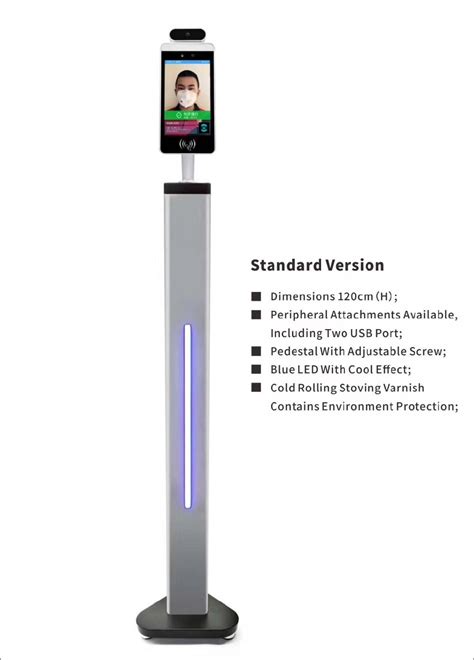 China Access Control System Temperature Testing Device With Face Recognition Camera RFID Card