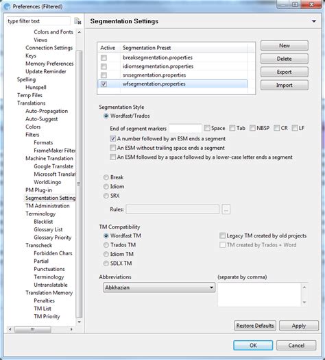 Defining Segmentation Settings