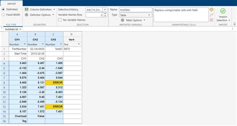 Import Tool Import Data From File Matlab