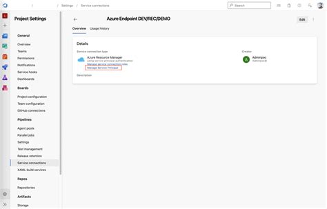 how to update azure devops service principal connection once expired