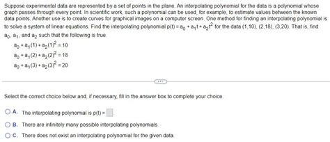 Solved Suppose Experimental Data Are Represented By A Set Of