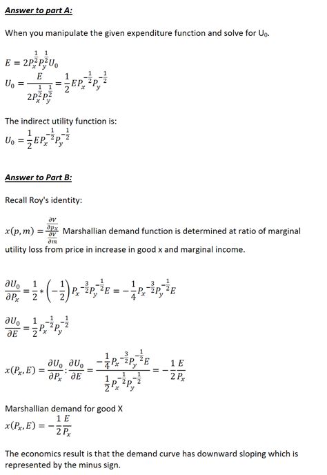 [solved] Given An Expenditure Function E 2p X 1 2 P Y 1 2 U 0 A Find Course Hero