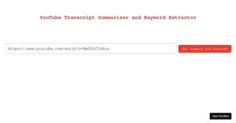 Youtube Summarizer Codesandbox