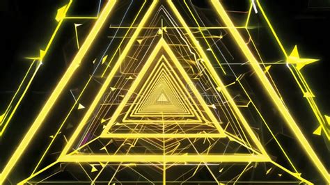 experience the mesmerizing futuristic yellow neon triangular patterns