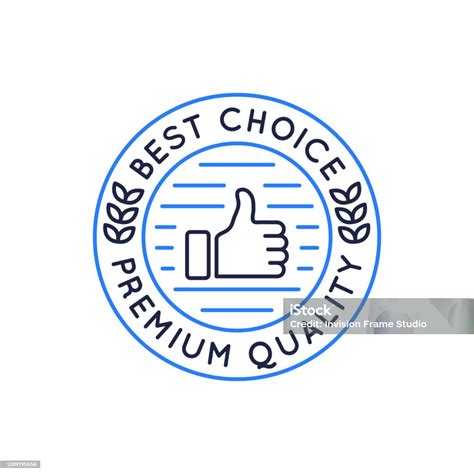최고의 선택 스탬프 배지 라벨 아이콘 소셜 미디어 웹 디자인을 위해 설계된 엄지 손가락업으로 프리미엄 품질의 서클 씰 벡터 일러스트레이션 고름에 대한 스톡 벡터 아트 및