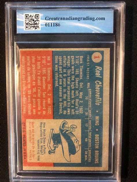 1957 Topps No 1 Real Chevrefils Gcg 5 5