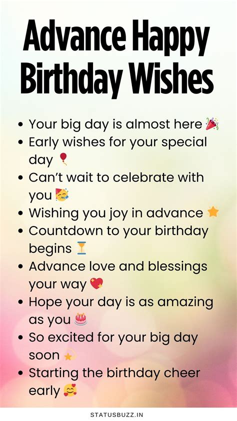 120 Advance Happy Birthday Wishes For Every Special Person Statusbuzz