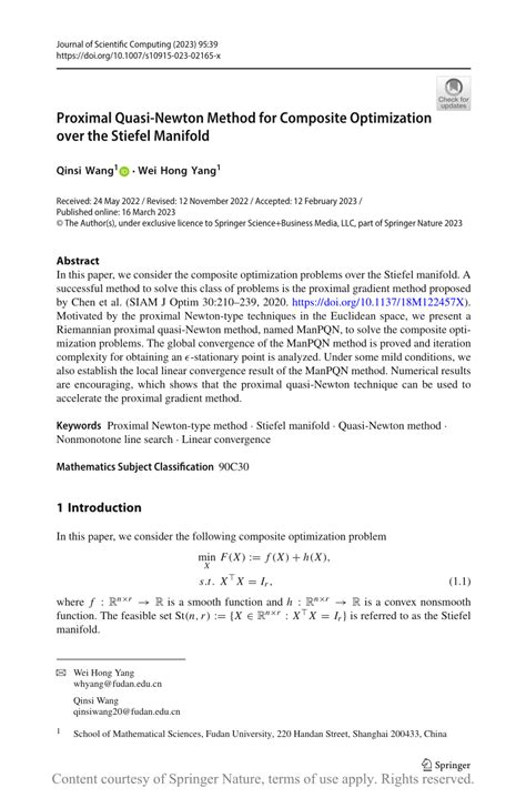 proximal quasi newton method for composite optimization over the