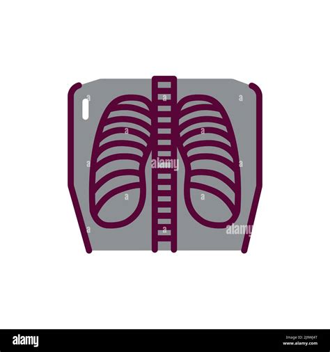 Fluorography Lung Color Line Icon Isolated Vector Element Outline Pictogram For Web Page