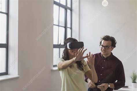 Computer Programmers Testing VR Glasses Stock Image F021 6403