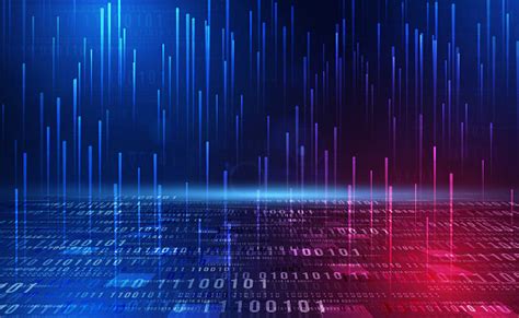 디지털 기술 바이너리 코드 블루 배경 매트릭스 사이버 기술 보안 추상 회로 기술 보안 인터넷 네트워크 연결 바이너리 제로 한