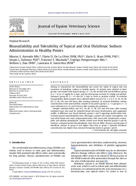 Pdf Bioavailability And Tolerability Of Topical And Oral Diclofenac
