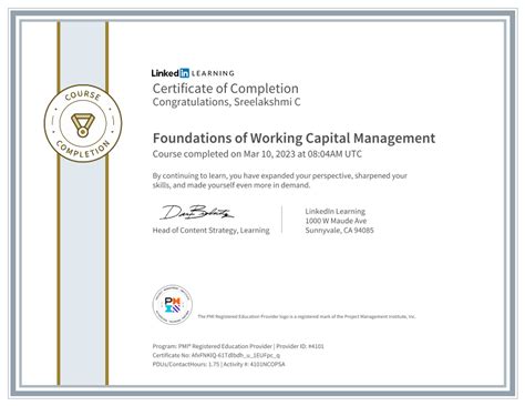 Just Finished The Course “foundations Of Working Capital Management