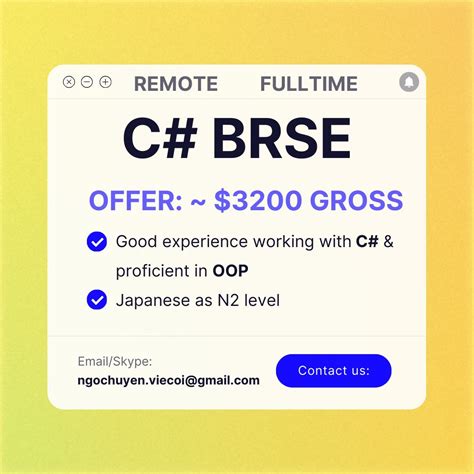 Ngọc Huyền On Linkedin 📣 Remote Fulltime C Brse Tiếng Nhật N2 💛