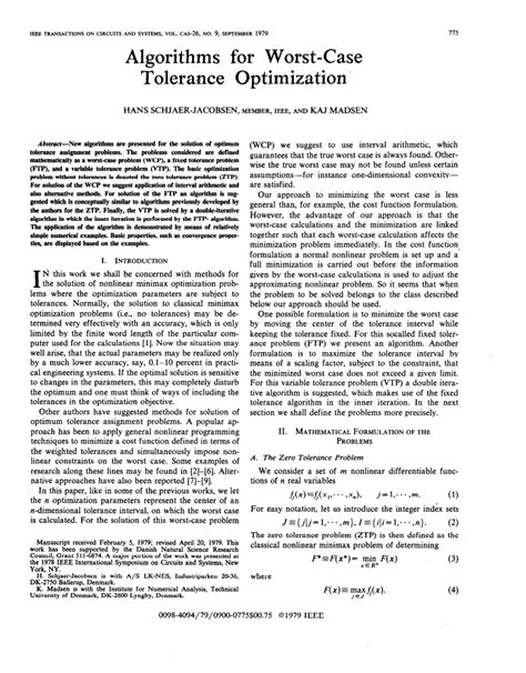 pdf algorithms for worst case tolerance optimization