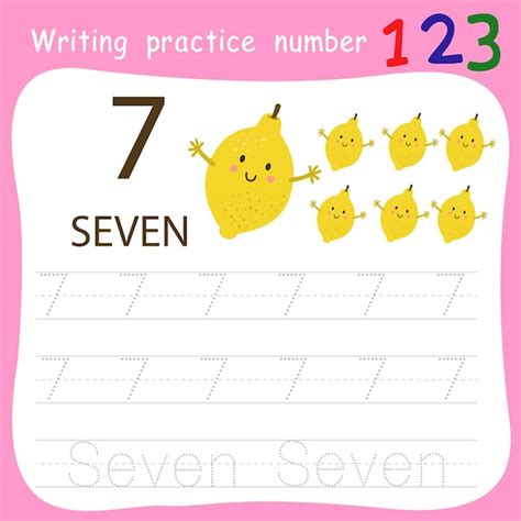Premium Vector Writing Practice Number Seven
