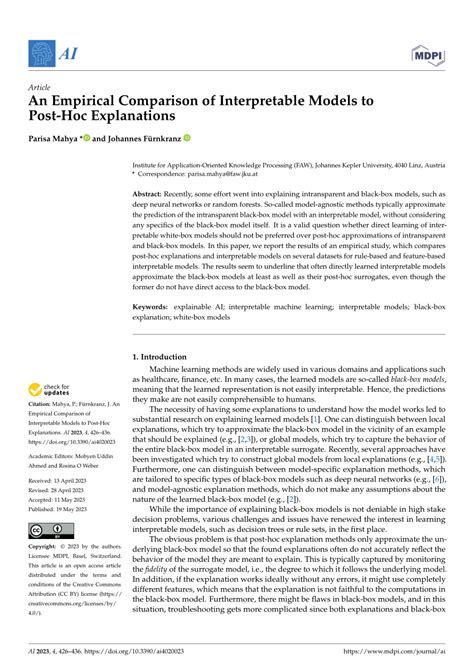 Pdf An Empirical Comparison Of Interpretable Models To Post Hoc Explanations