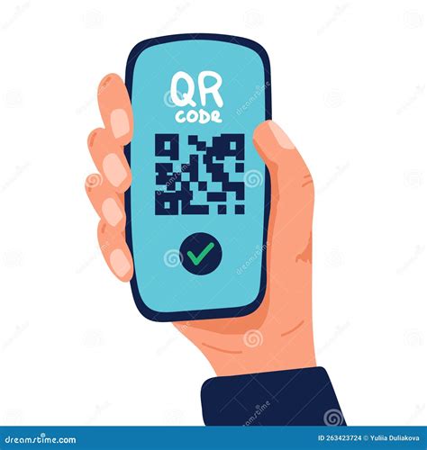 Qr Code Scanning Icon In Smartphone Hand Holding Mobile Phone In Line Style Barcode Scanner