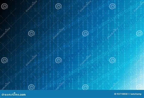 Abstract Digital Background With Binary Code On Dark Blue Color Stock Illustration