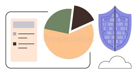 Data Analytics And Cybersecurity Concept With Pie Chart Shield And