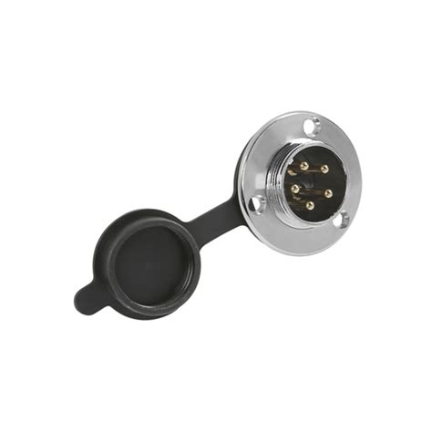 Gx16 Aviation Connector 16mm Thread Gx16 5 Pin Male Socket 3 Hole Flange With Rubber Dust Cover
