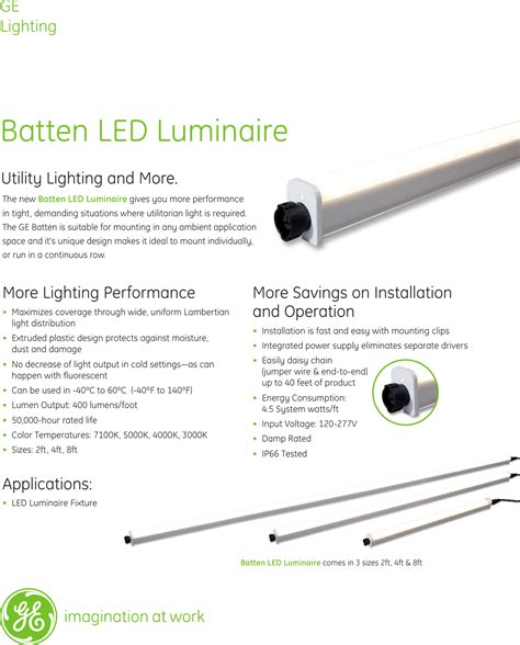 Ge Appliances Batten Led Specification Sheet Lighting Signage Datasheet Sign128
