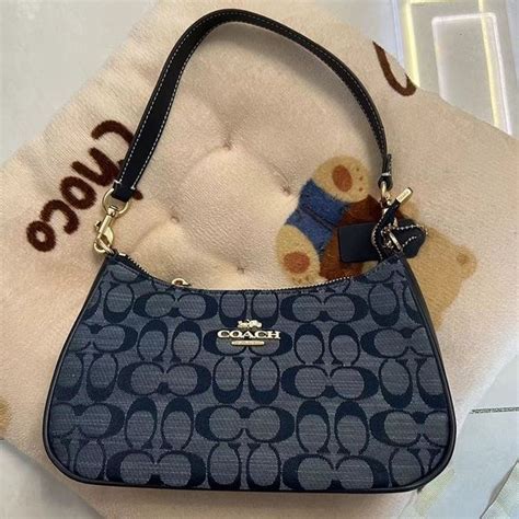 Coach Blue Canvas And Leather Teri Shoulder Bag In 2025 Coach Purses