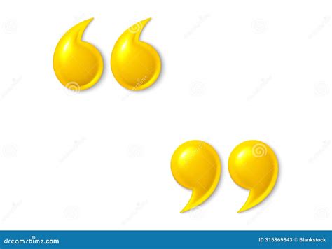 Double Quote Mark 3d Icons Set Of Quotation Marks Yellow Double Comma