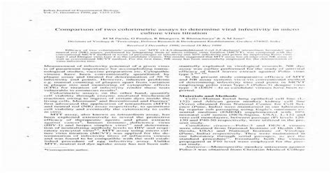Pdf Comparison Of Two Colorimetric Assays To Determine Viral